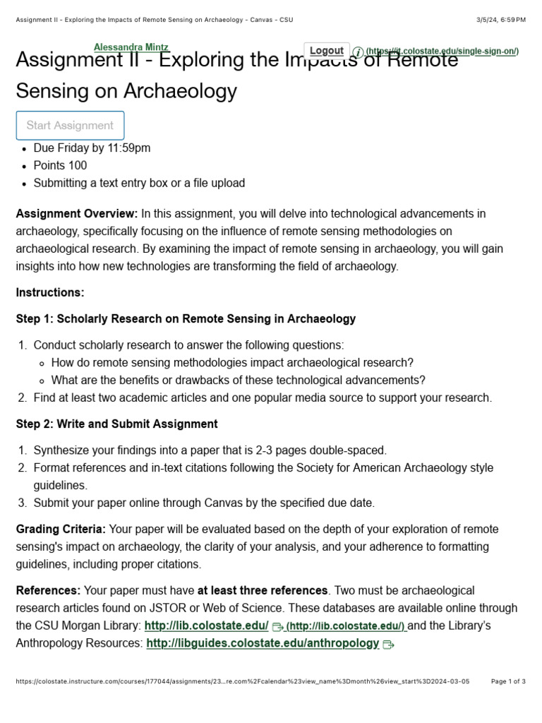 Assignment II - Exploring The Impacts of Remote Sensing On Archaeology ...