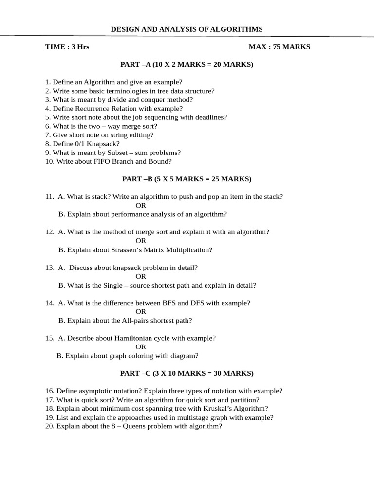 Design and Analysis of Algorithms Cia Iii | PDF