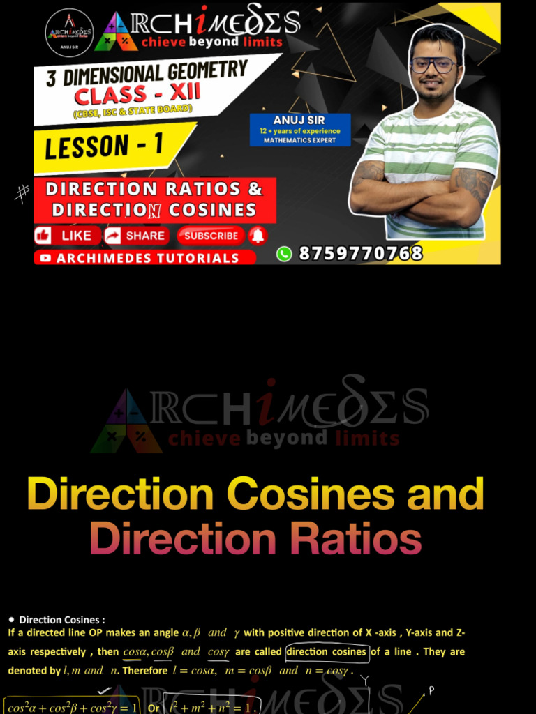 Direction Ratio and Direction Cosine | PDF