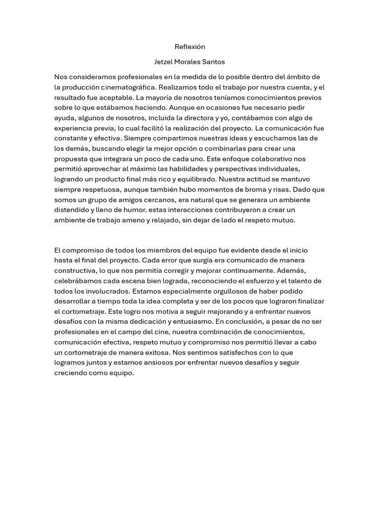 Reflexión Jetzel | PDF