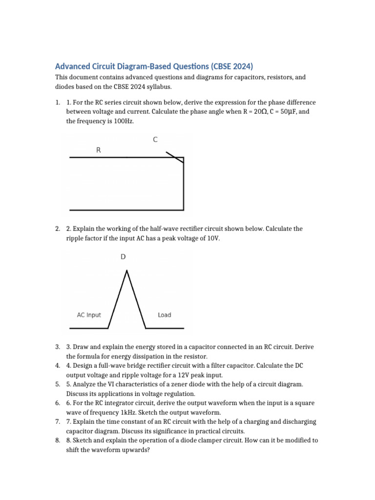 Advanced Circuit Questions CBSE 2024 | PDF