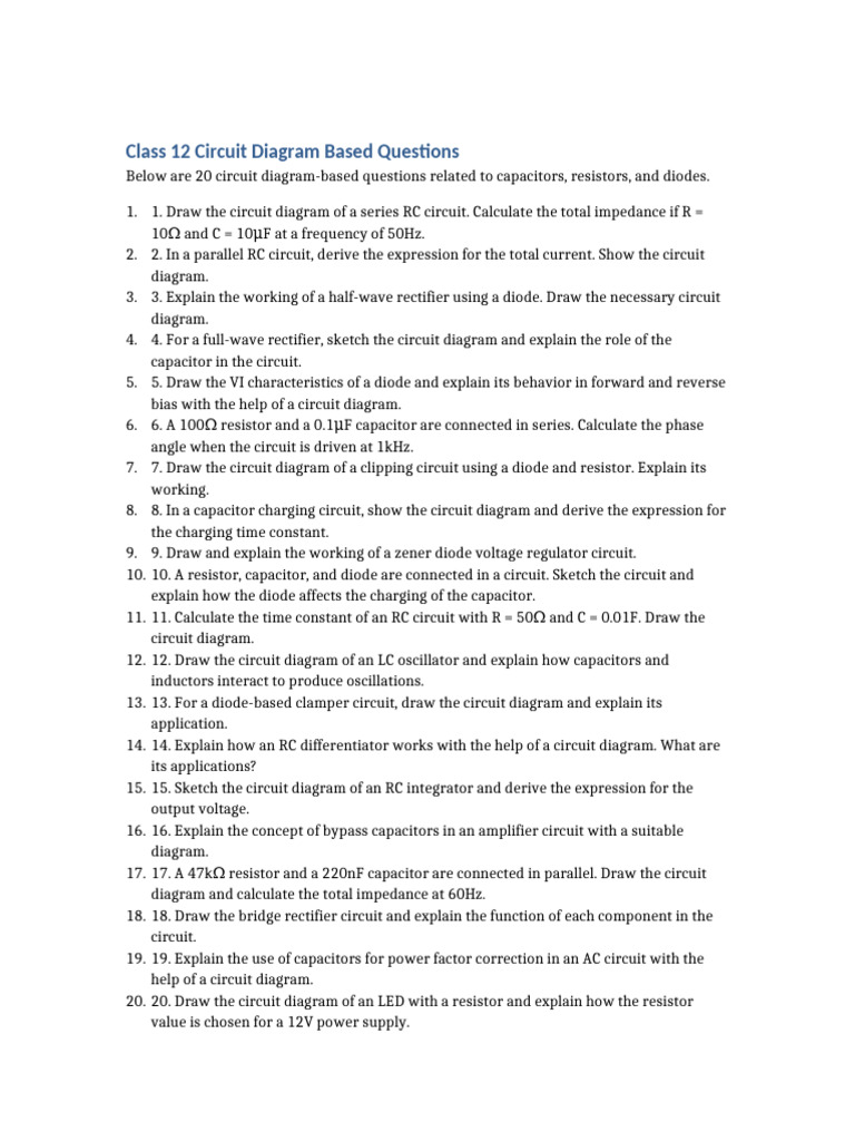 Class 12 Circuit Questions | PDF | Electrical Network | Capacitor