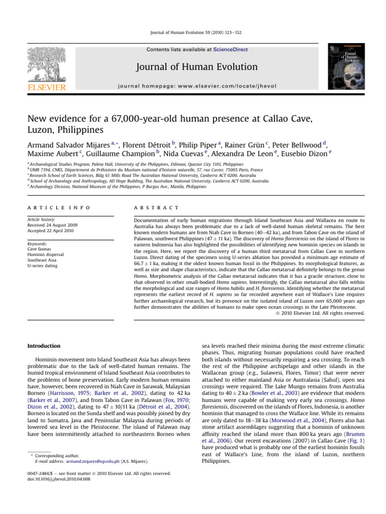 New Evidence For A 67,000-Year-Old Human Presence at Callao Cave, Luzon ...