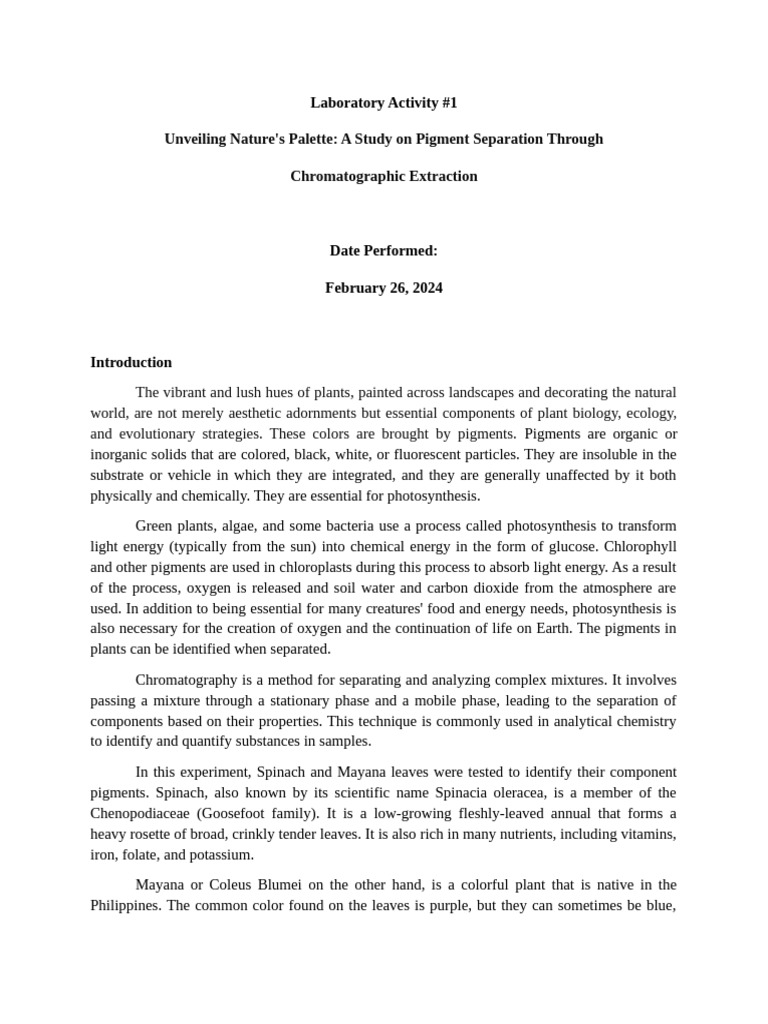 Chromatographic Extraction | PDF | Carotenoid | Photosynthesis
