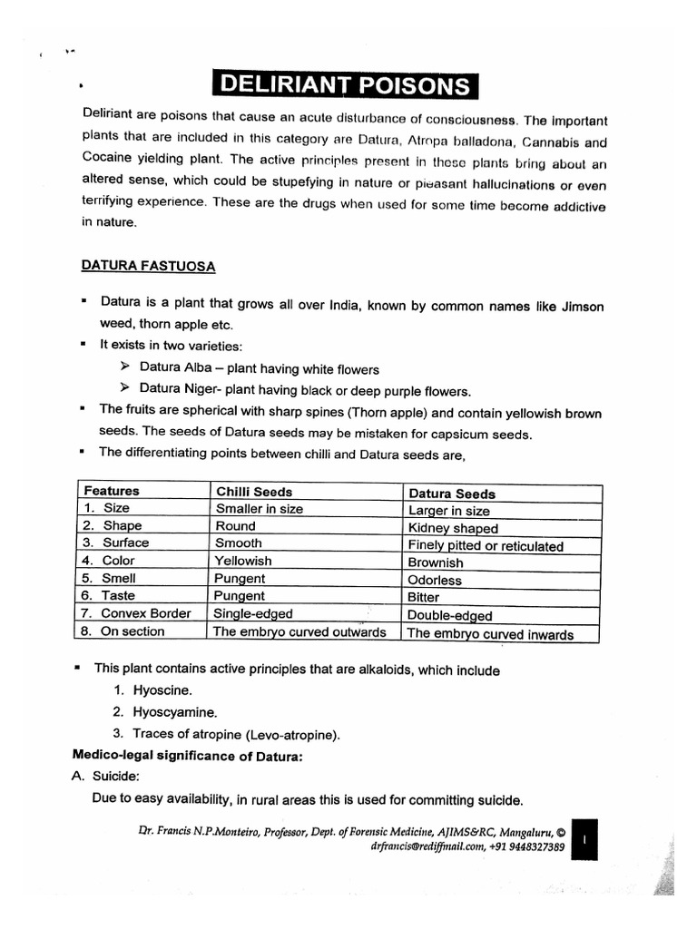 Deliriant Poisons FN | PDF