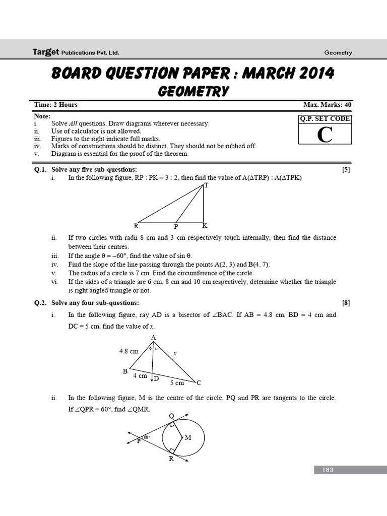 SSC 2014 March Geometry | PDF | Circle | Triangle