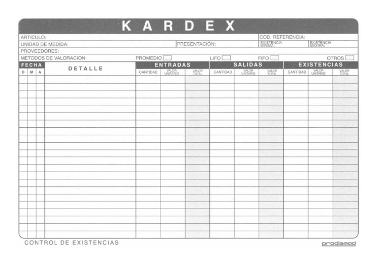 Kardex Formato | PDF