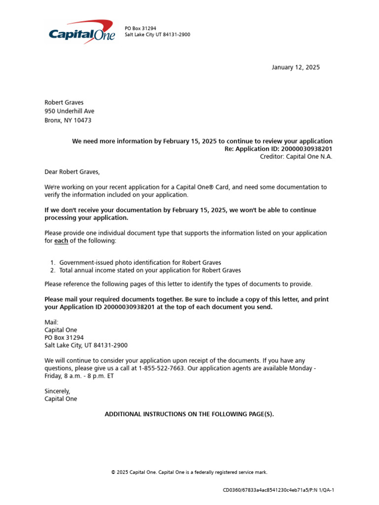 Additional Information Letter | PDF | Identity Document