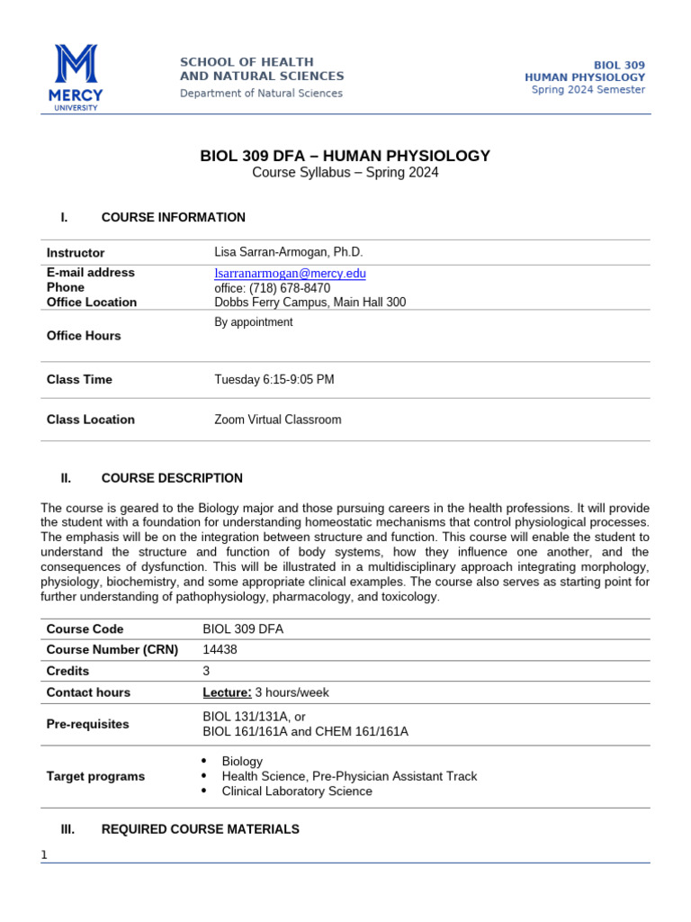 BIOL 309 Syllabus Spring 2024 | PDF | Academic Dishonesty | Plagiarism