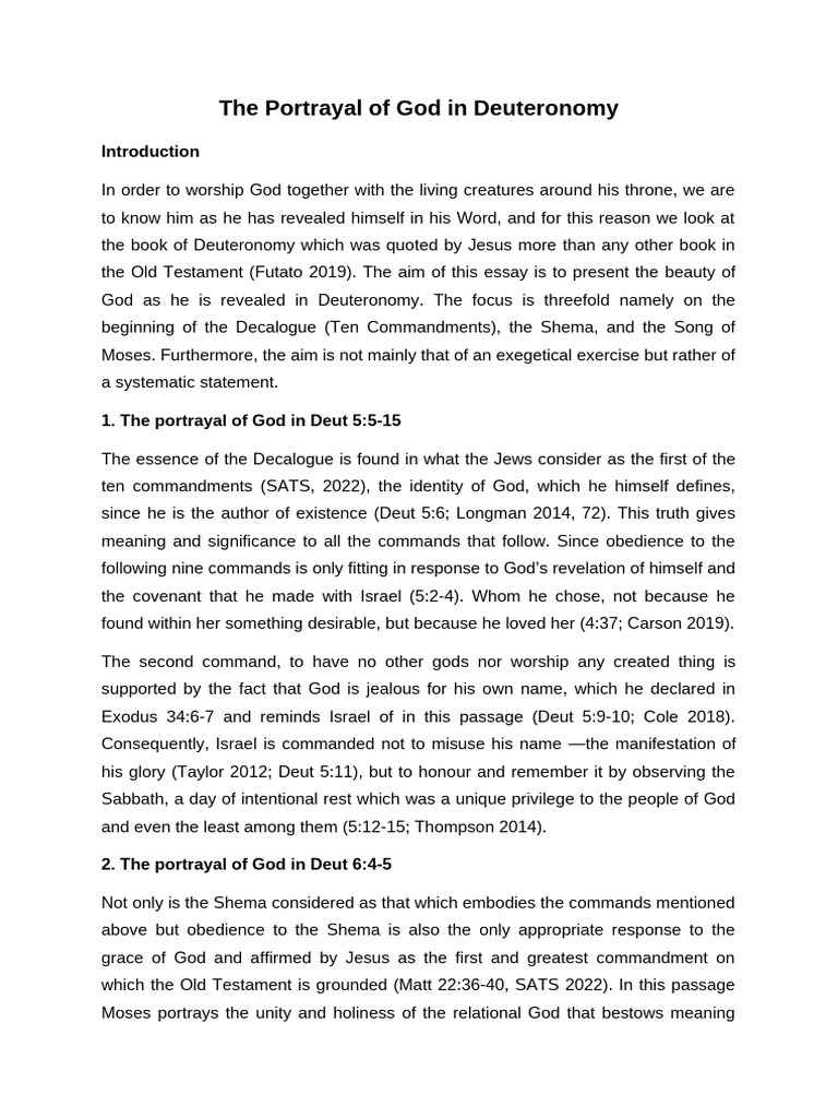 BIB1125 Essay On The Portrayal of God | PDF | Book Of Deuteronomy | Ten ...