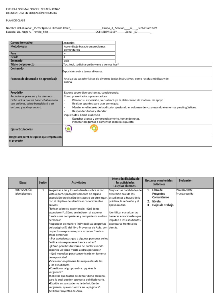 PLAN ABp. Lenguajes mitad de mes | PDF | Evaluación