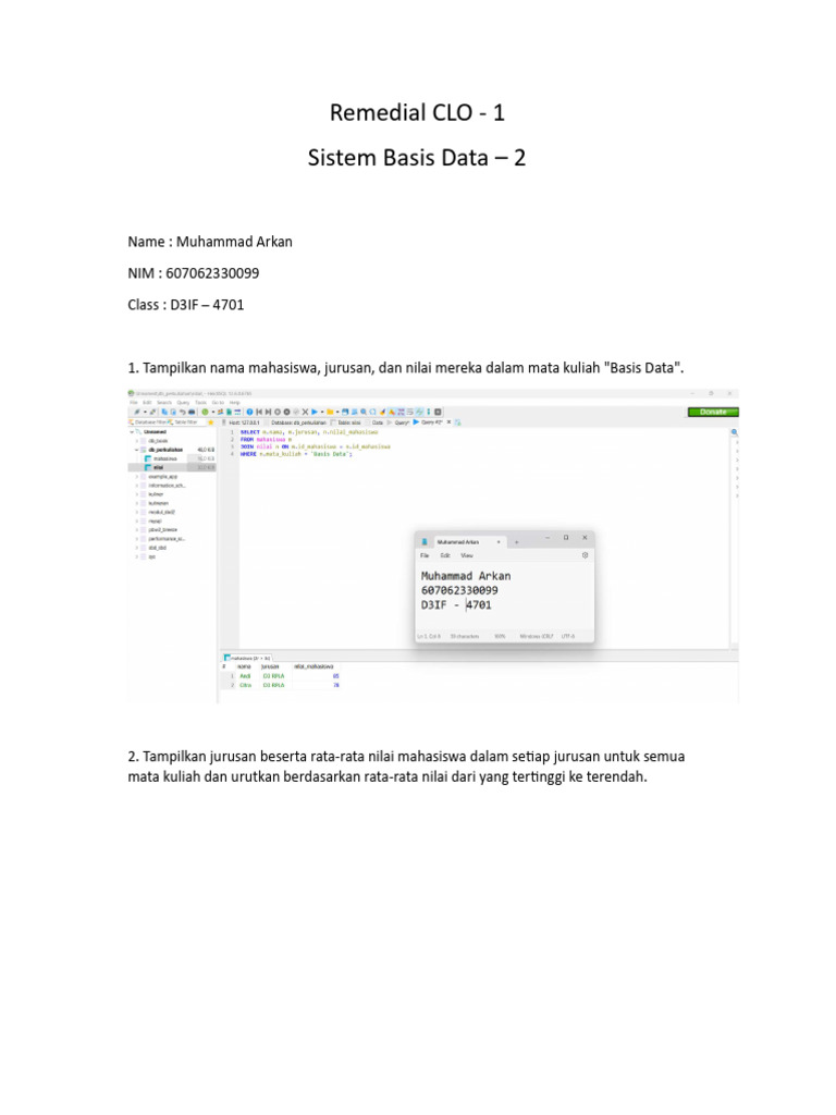 Remedial - Assessment - 1 - Muhammad Arkan - 607062330099 | PDF