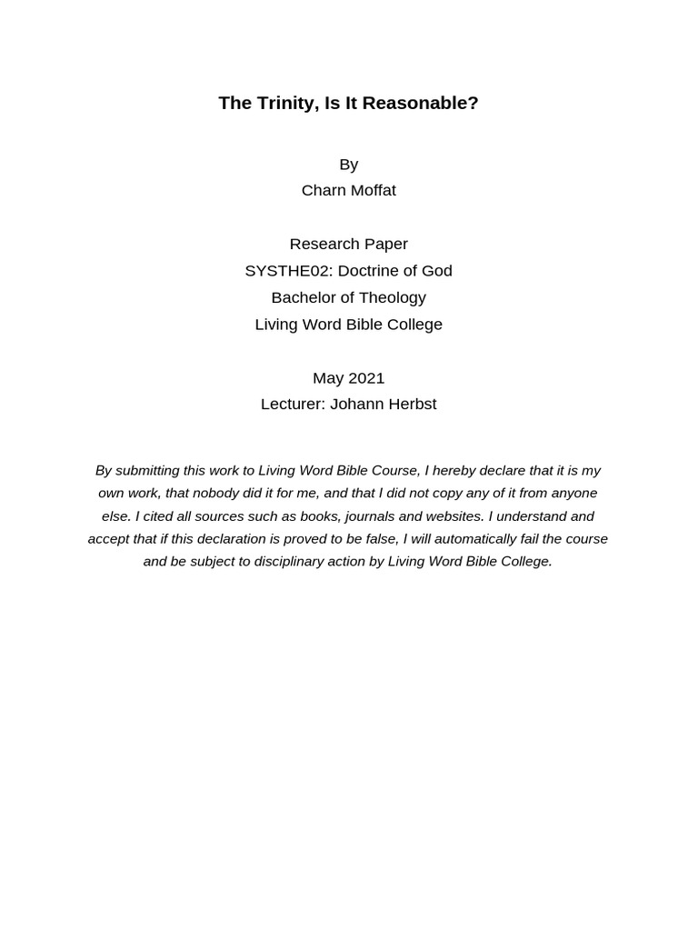 Reasoning the Existence of the Trinity | PDF | God | Existence Of God