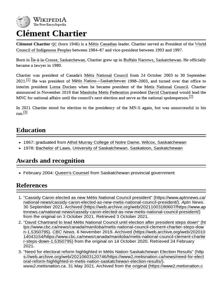 Clément_Chartier | PDF | Métis | Canadian Folklore