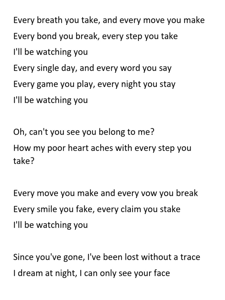 "Every Breath You Take Lyrics Analysis" | PDF
