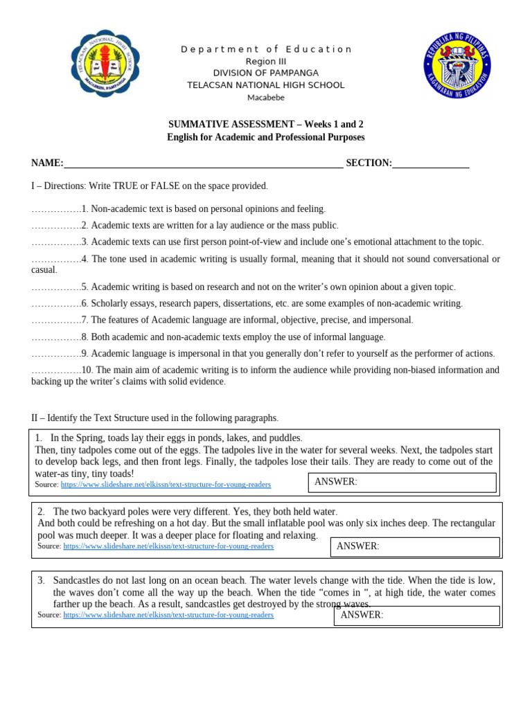 2022-23 EAPP Weeks 1 and 2 Assessment | PDF | Microscope