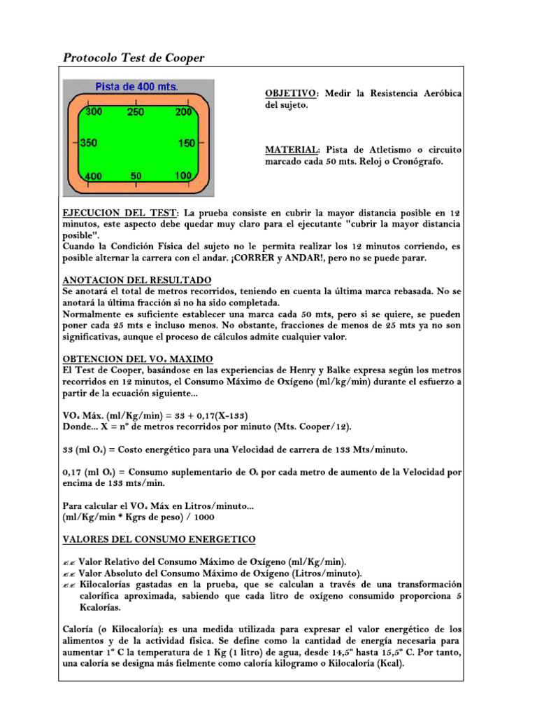 Protocolo Test de Cooper | PDF