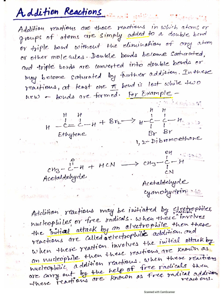 Addition Reactions Electrophilic Addition Reactions Markovni | PDF