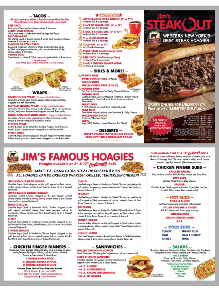 Jims Steakout Menu | PDF