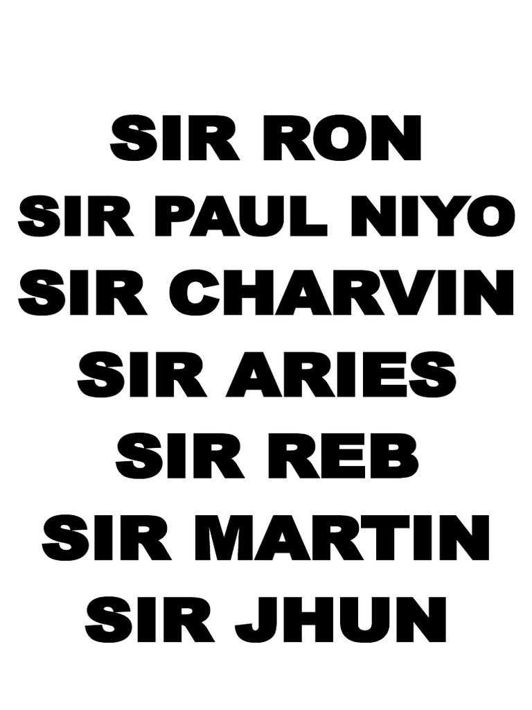 List of Sir and Ms. Names | PDF