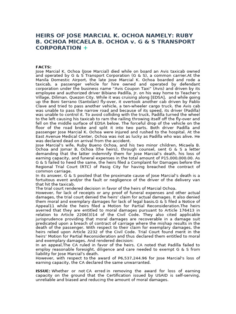 HEIRS OF JOSE MARCIAL K. OCHOA NAMELY RUBY B. OCHOA MICAELA B. OCHOA v ...