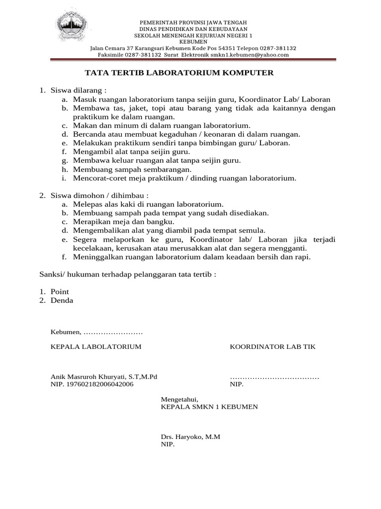 09 Tata Tertib Lab Kom | PDF