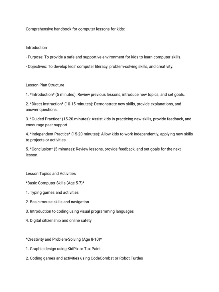 Comprehensive Handbook For Computer Lessons For Office Working ...