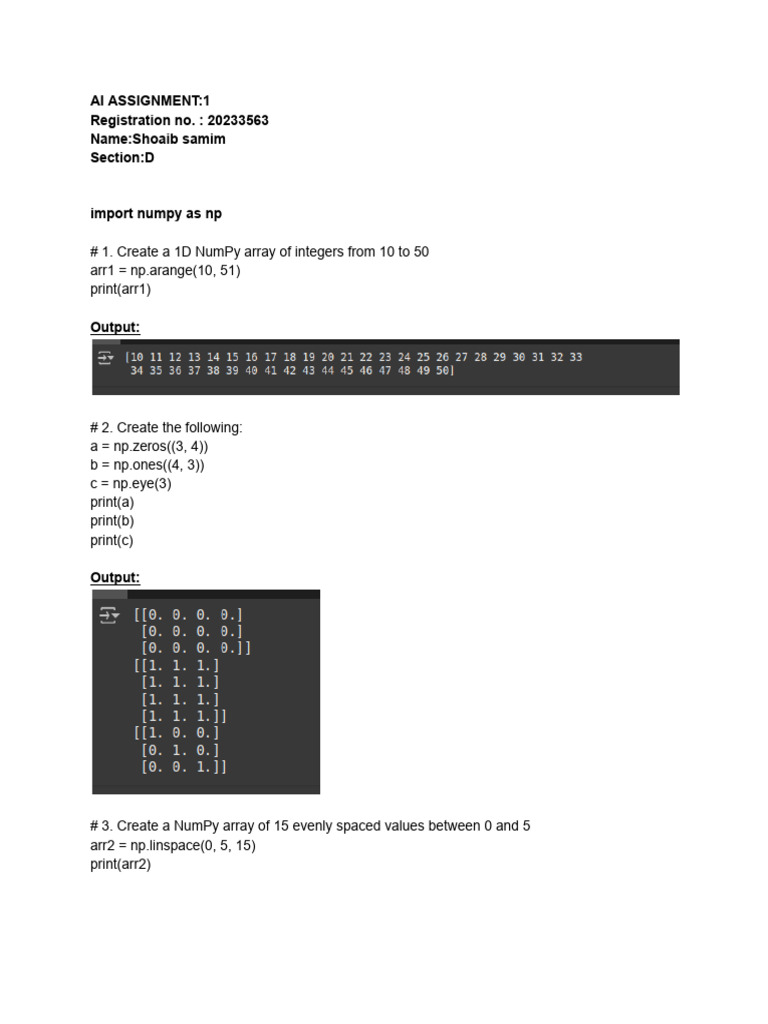 Assignment AI 1 D1 20233563 SHOAIB SAMIM | PDF | Histogram | Applied Mathematics