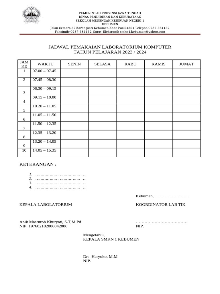 04 Format Jadwal Praktikum Lab Kom | PDF