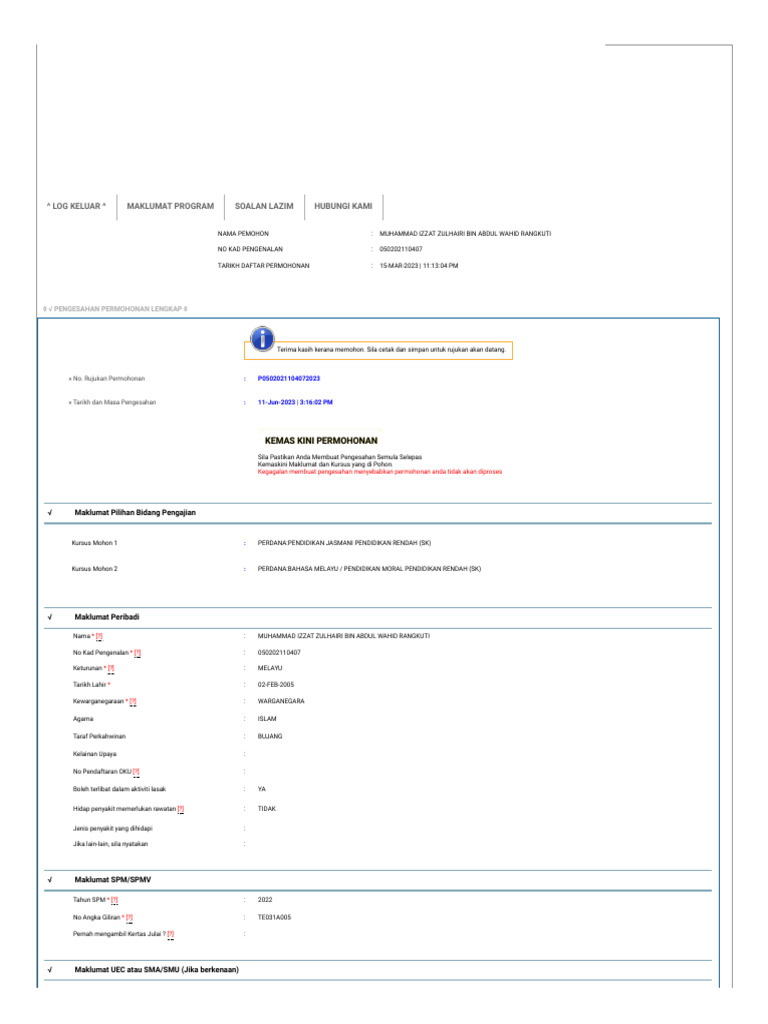 PISMP 2023 _ Kementerian Pendidikan Malaysia | PDF