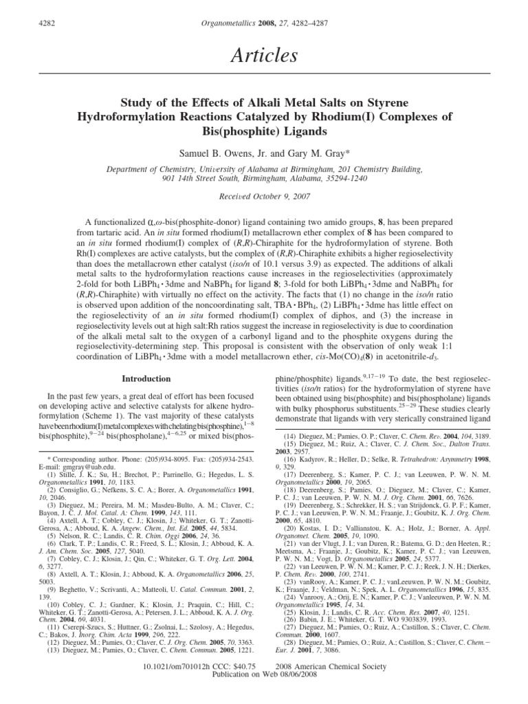 Study of The Effects of Alkali Metal Salts On Styrene | PDF ...