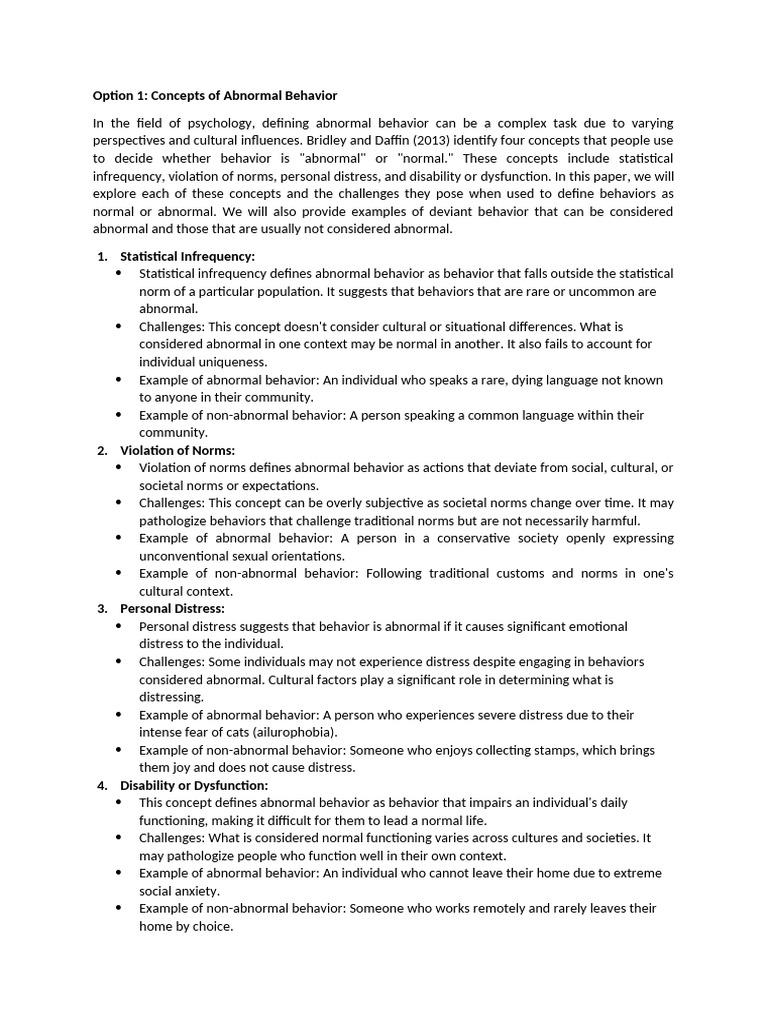 Understanding Abnormal Behavior Concepts | PDF | Mental Disorder | Dsm 5