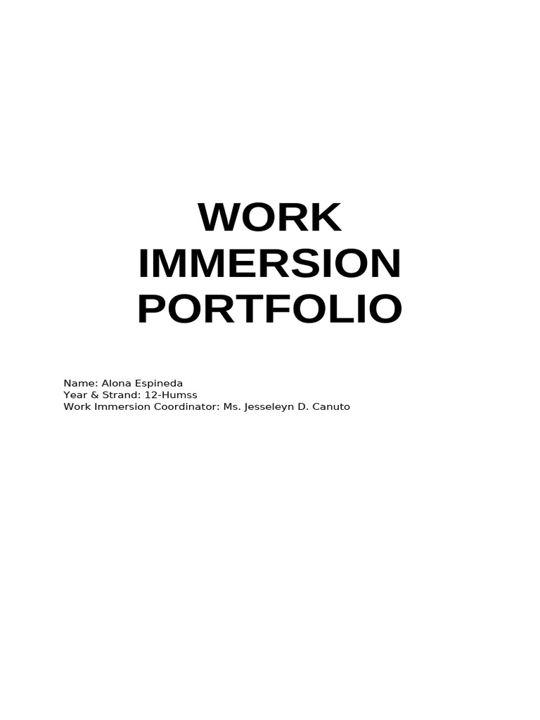 Work Immersion Portfolio | PDF