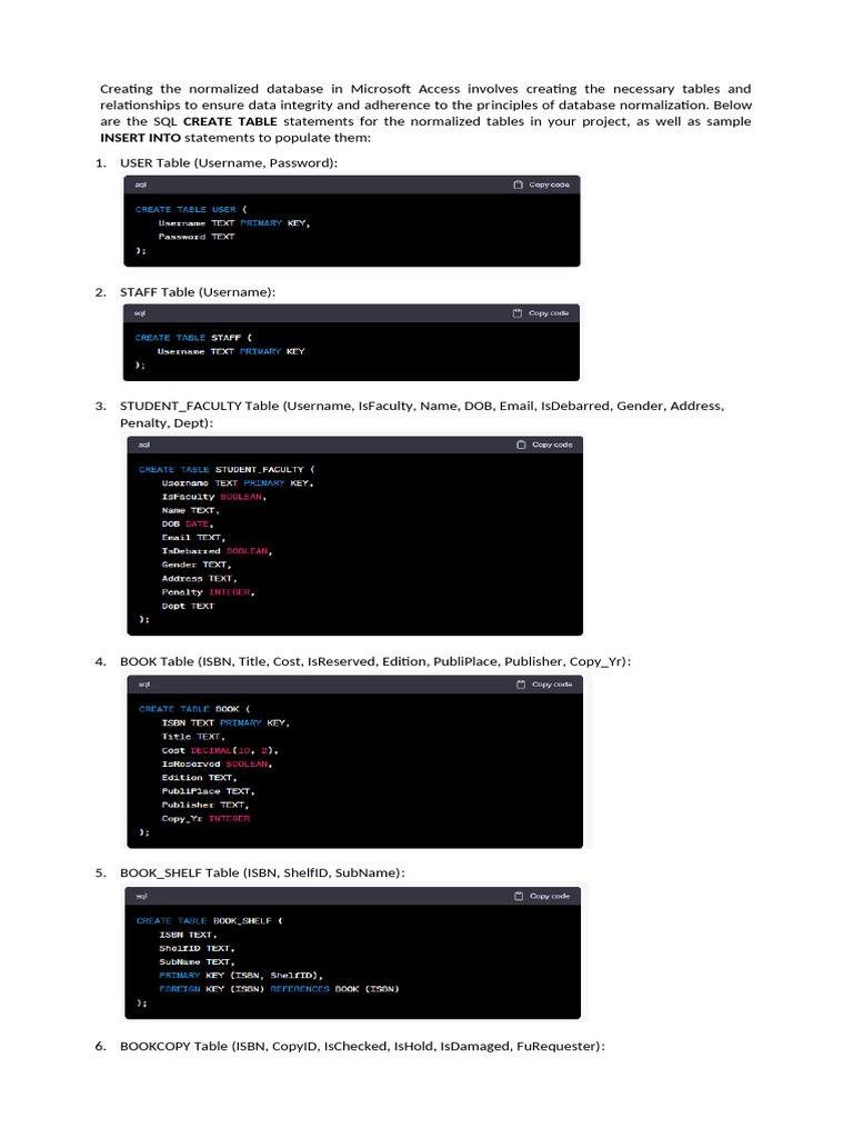 Creating The Normalized Database | PDF