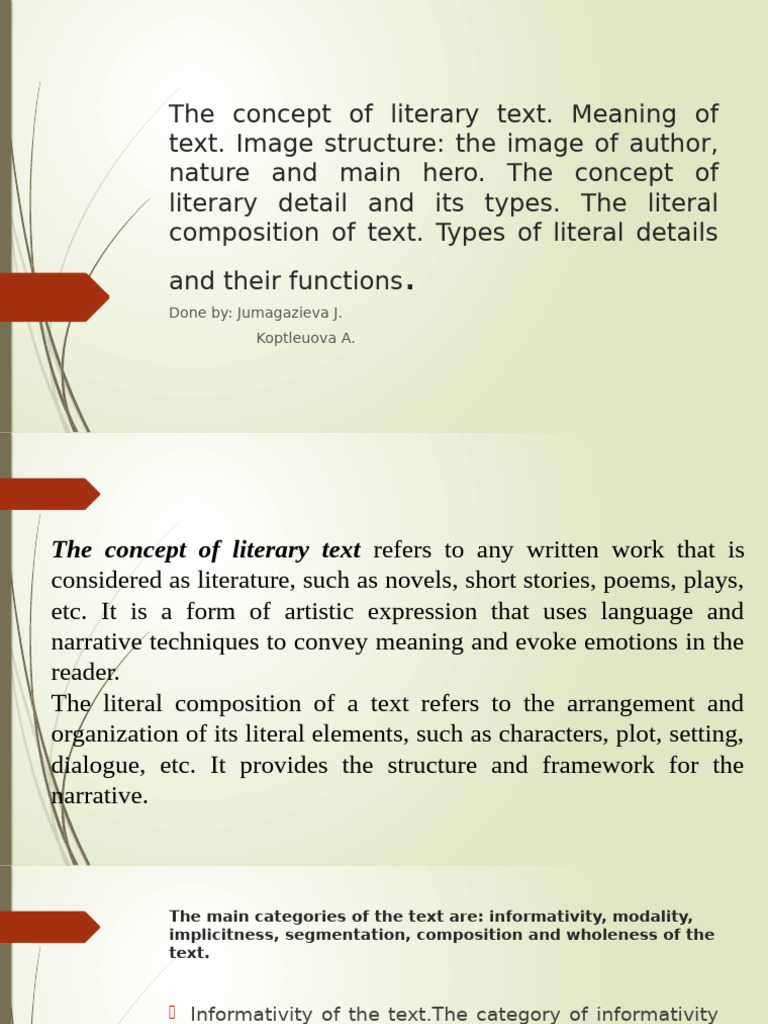 The Concept of Literary Text | PDF | Narrative | Plot (Narrative)