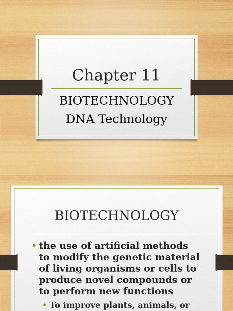 Chapter 11 Biotechnology (SPR 2020 Lecture) | PDF | Genetically ...