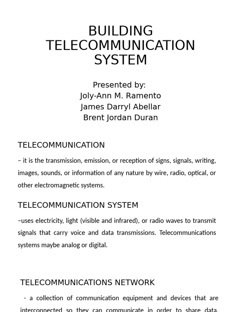 Building Telecommunication System | PDF | Computer Network | Telecommunications