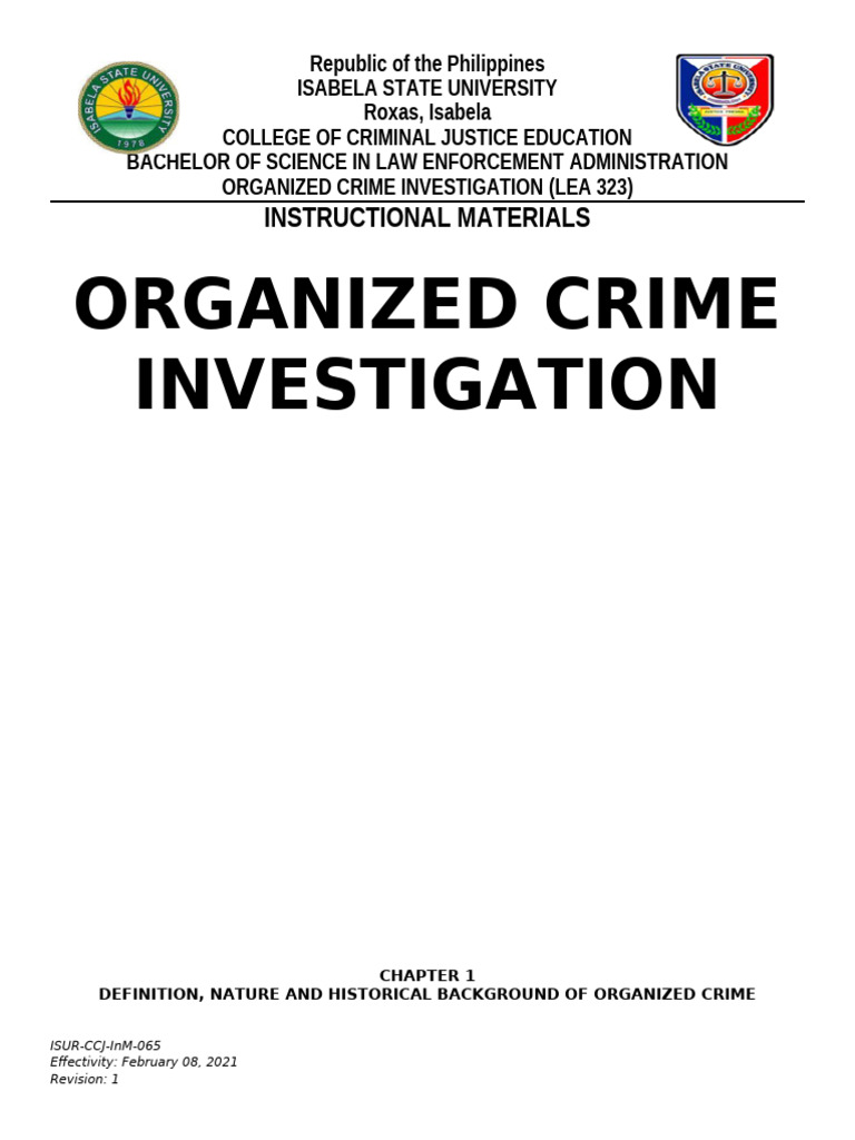 LEA323 - Organized Crime Investigation Chapter 1-15 | PDF | Organized ...
