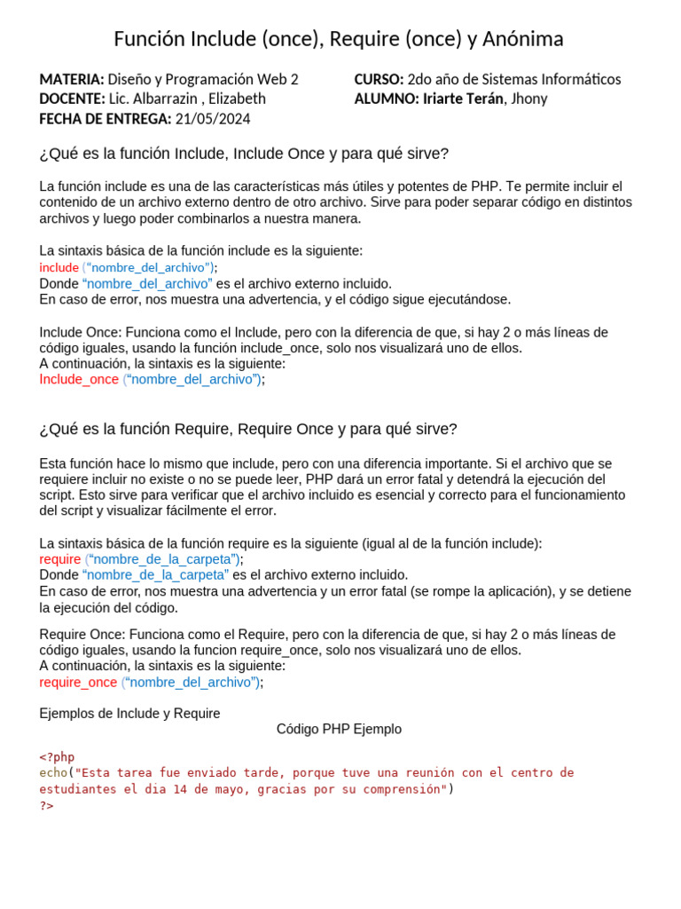 Función Include Require Anonima | PDF | Archivo de computadora | Php