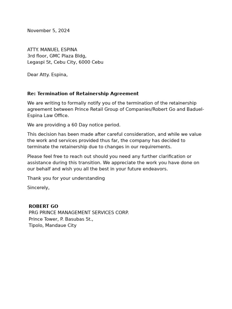 Termination of Retainership | PDF