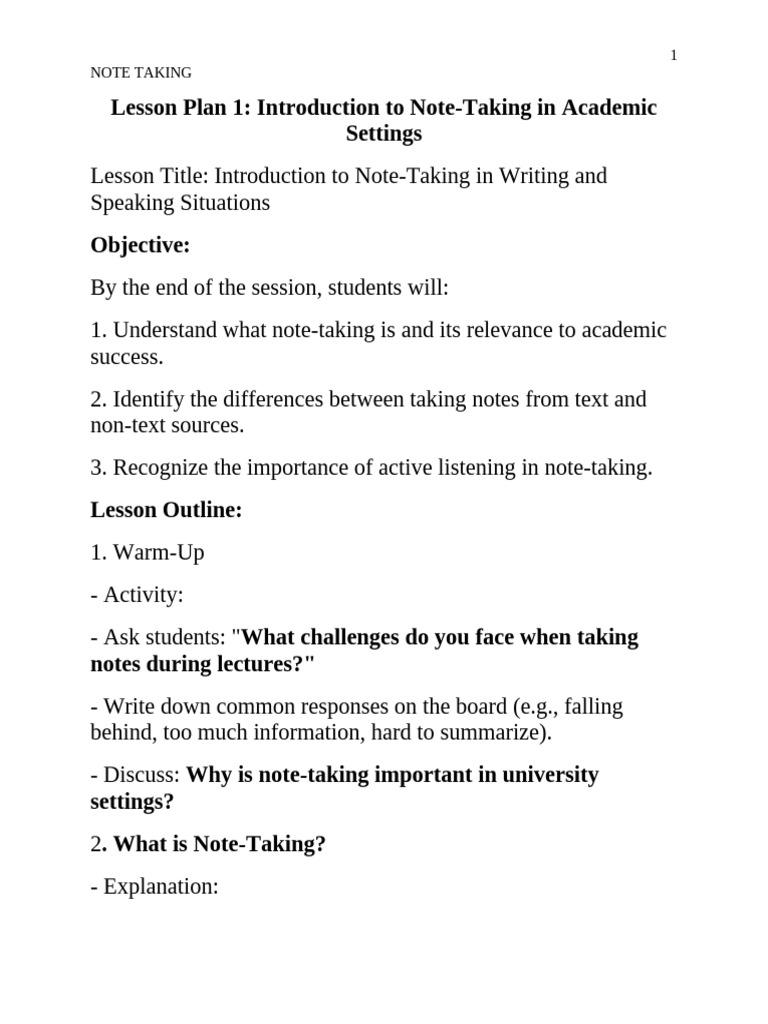 Note-Taking Strategies for Students | PDF | Information | Behavior ...