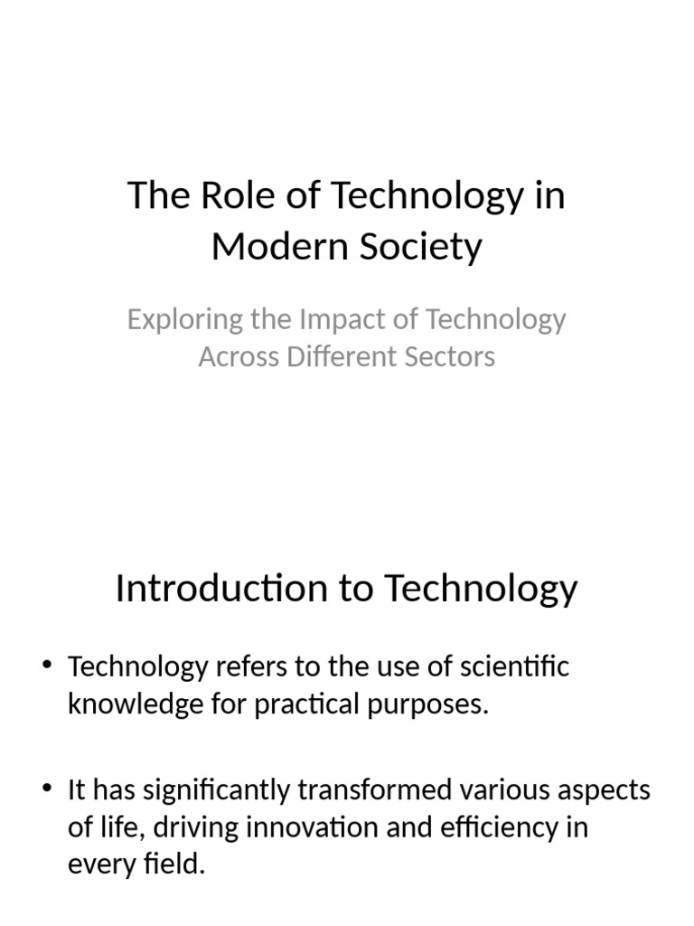 The Role of Technology in Modern Society | PDF | Educational Technology | Computing