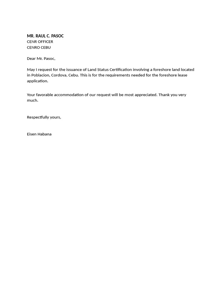 Request for Land Status Certification | PDF