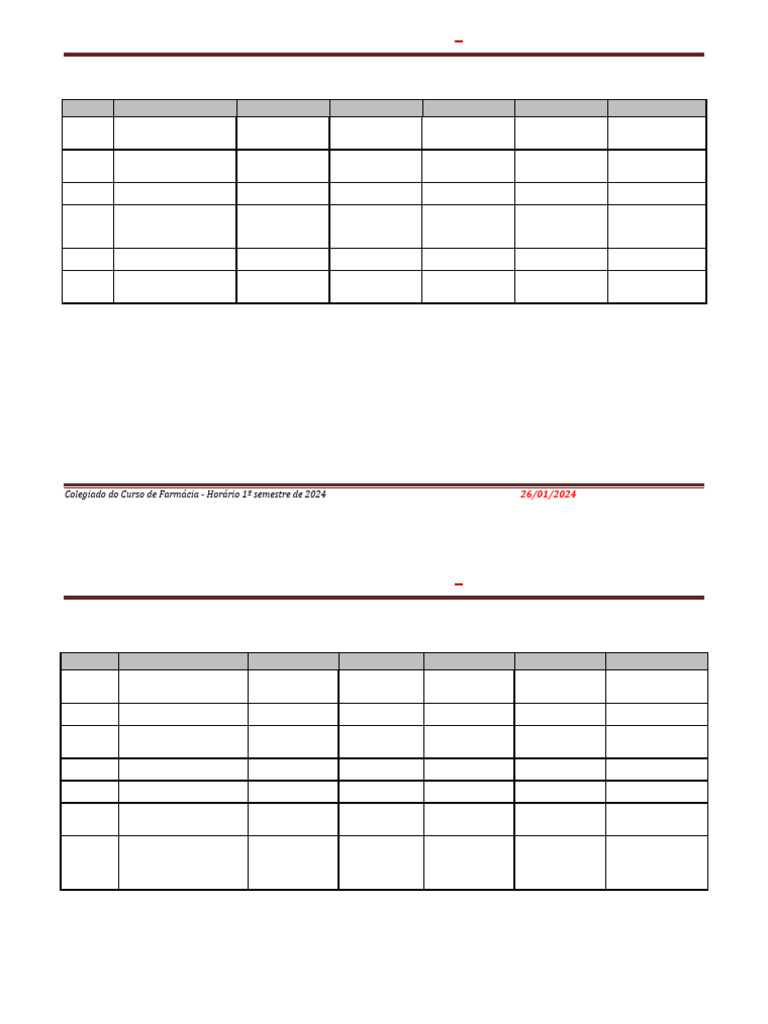 Horario de Aula NOTURNO 2024 1 CONFERIDO | PDF | Farmácia | Terapia