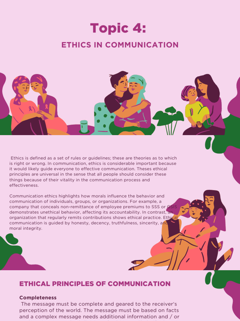 Topic 4 ETHICS IN COMMUNICATION | PDF | Communication | Cognitive Science