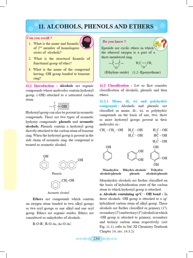 Alcohols, Phenols and Ethers | PDF | Ether | Ester