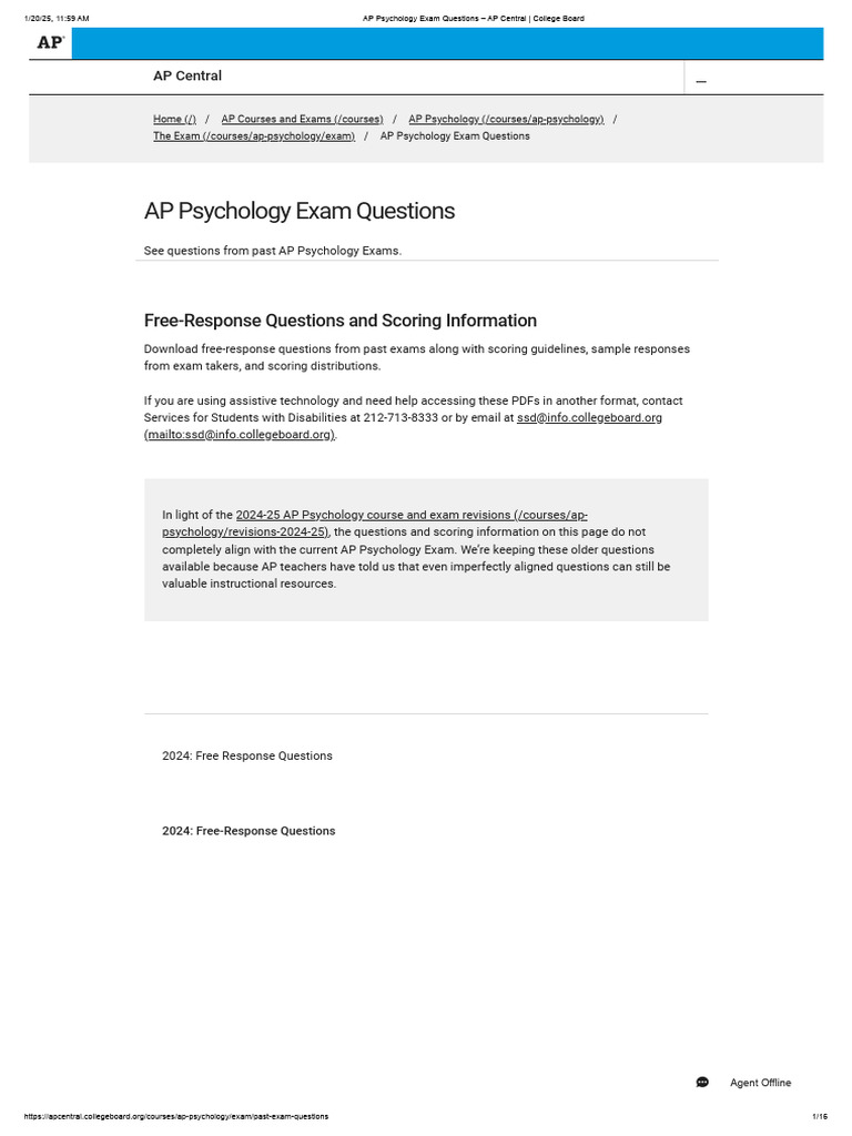 AP Psychology Exam Questions - AP Central - College Board | PDF ...
