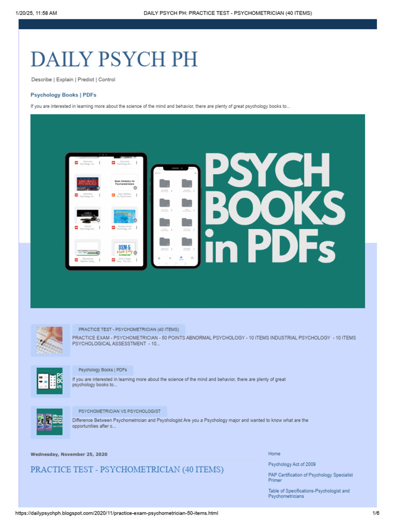 Psychometrician Practice Exam Guide | PDF | Dementia | Psychology