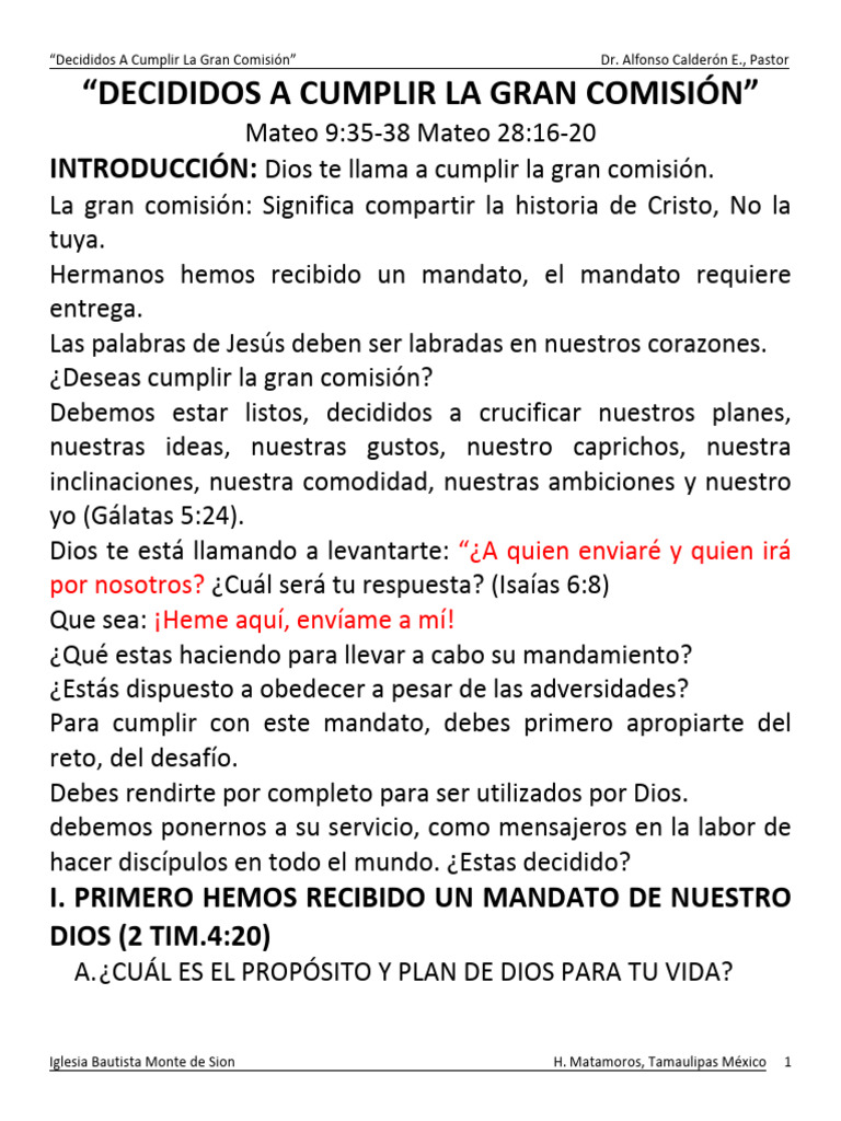 Decididos a Cumplir La Gran Comisión(1) | PDF | Gran comisión | Jesús