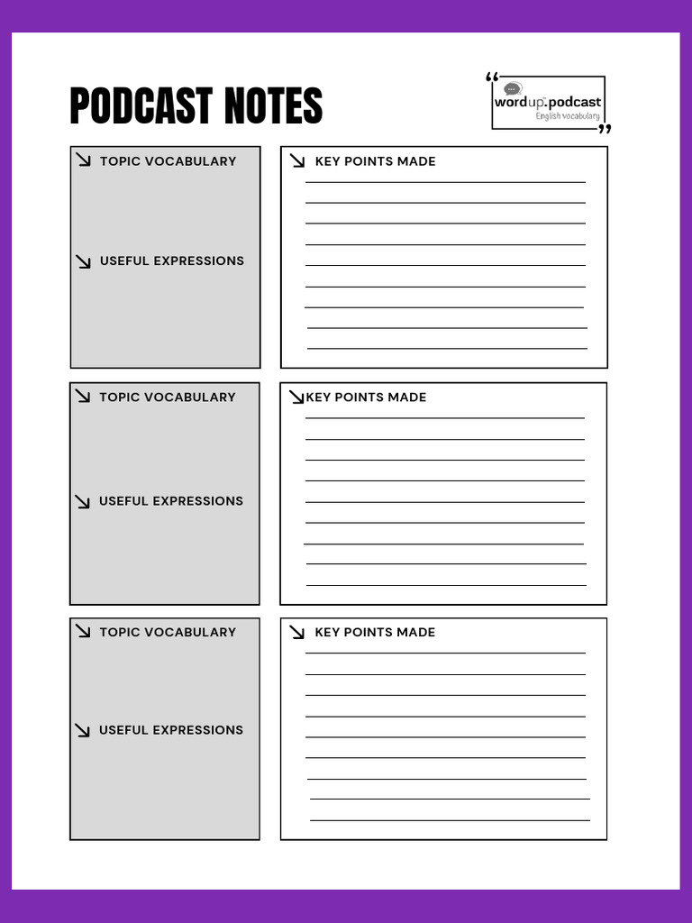 Podcast Notes: Vocabulary & Key Points | PDF